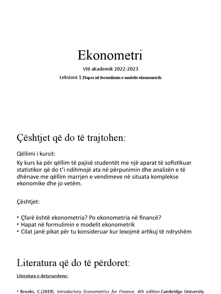 Ekonometri, L1 | PDF