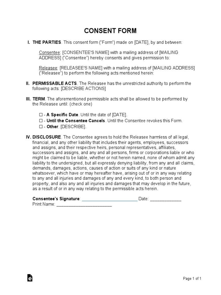 Consent Form Template | PDF | Politics