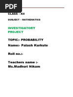 Maths Project (XII) - Probability | PDF | Probability Distribution ...