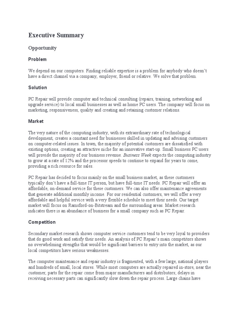 Sample Business Plan | PDF