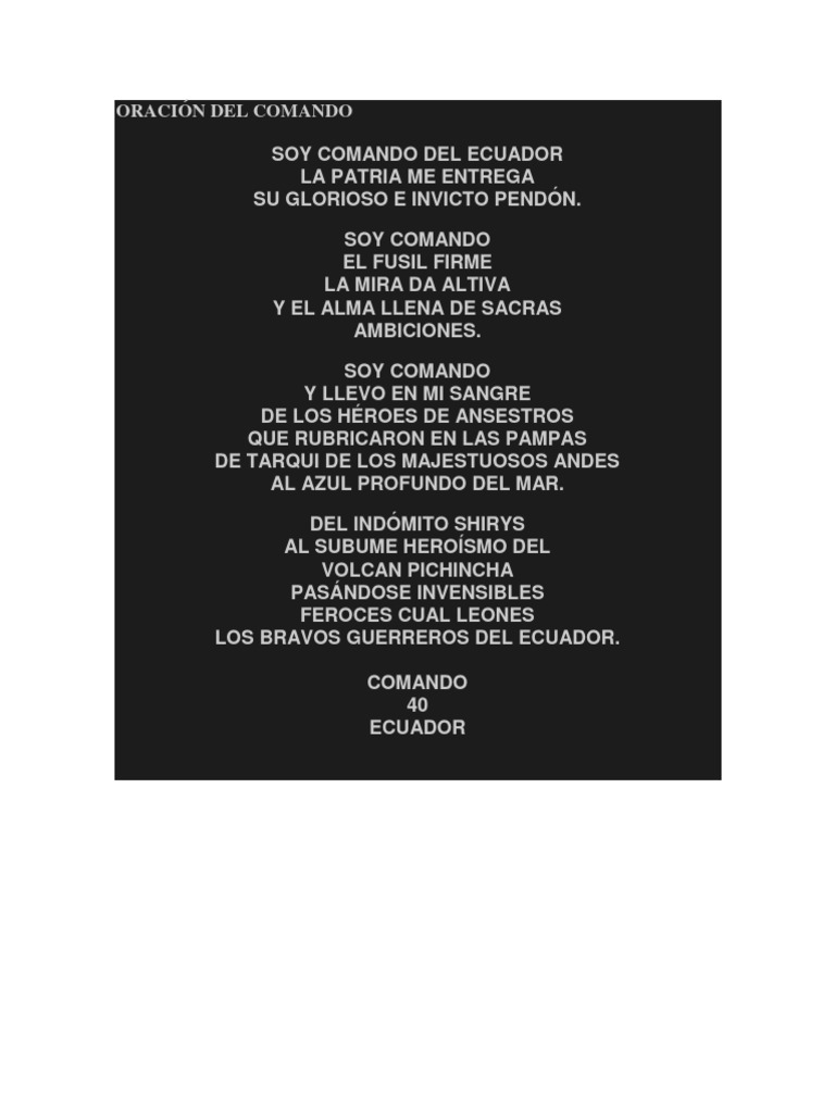 Oración Del Comando | PDF