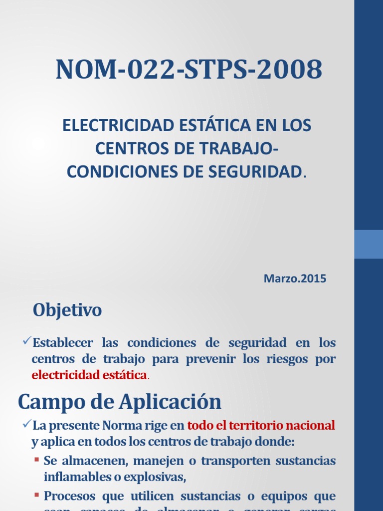 NOM-022-STPS-2008 | PDF | Electricidad | Ingenieria Eléctrica