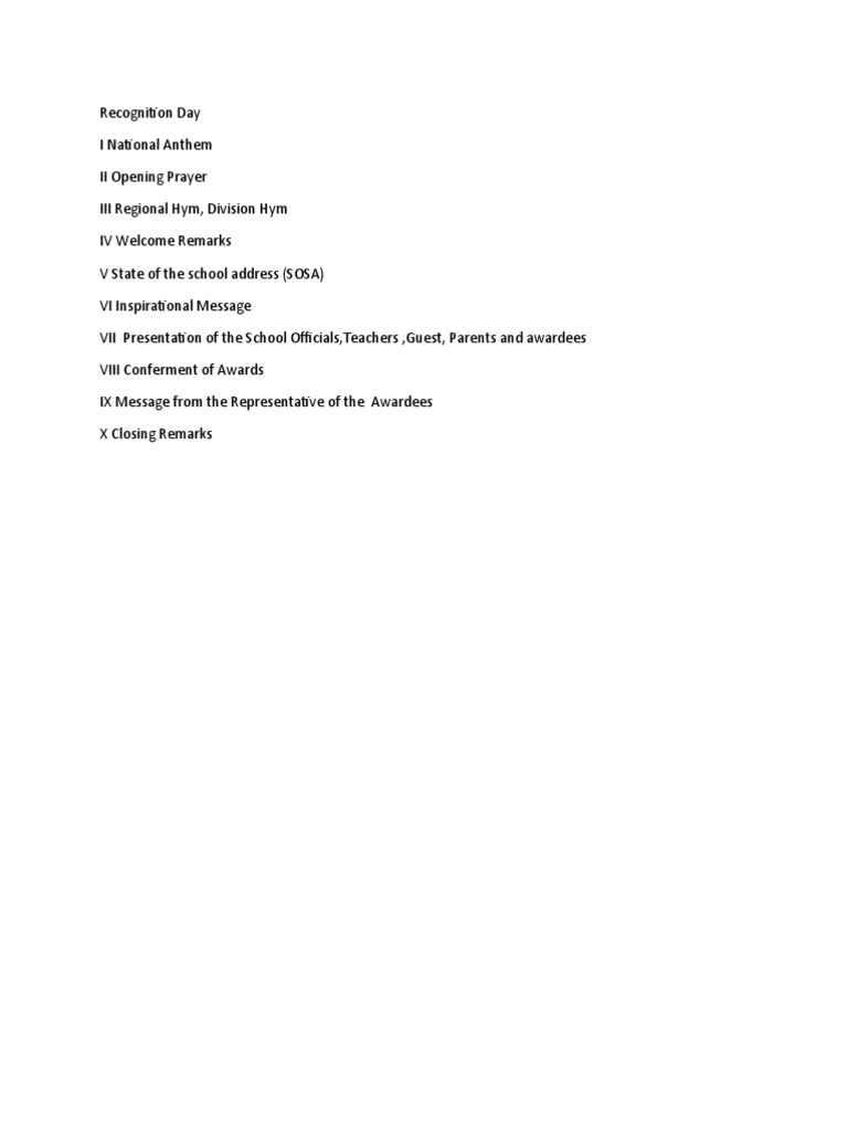 Recognition Day Program Outline | PDF