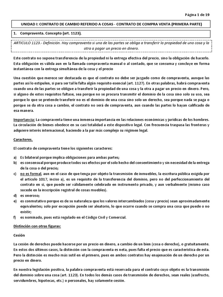 Compraventa: Conceptos y Características | PDF | Pagos | Propiedad