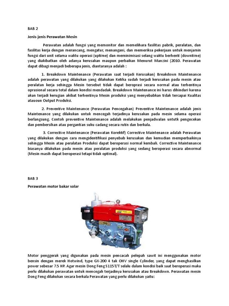 Jenis-Jenis Perawatan Mesin | PDF