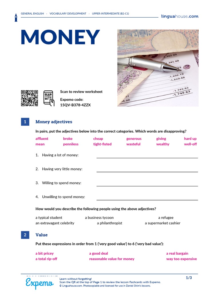 Money British English Teacher Ver2 | PDF | Linguistics