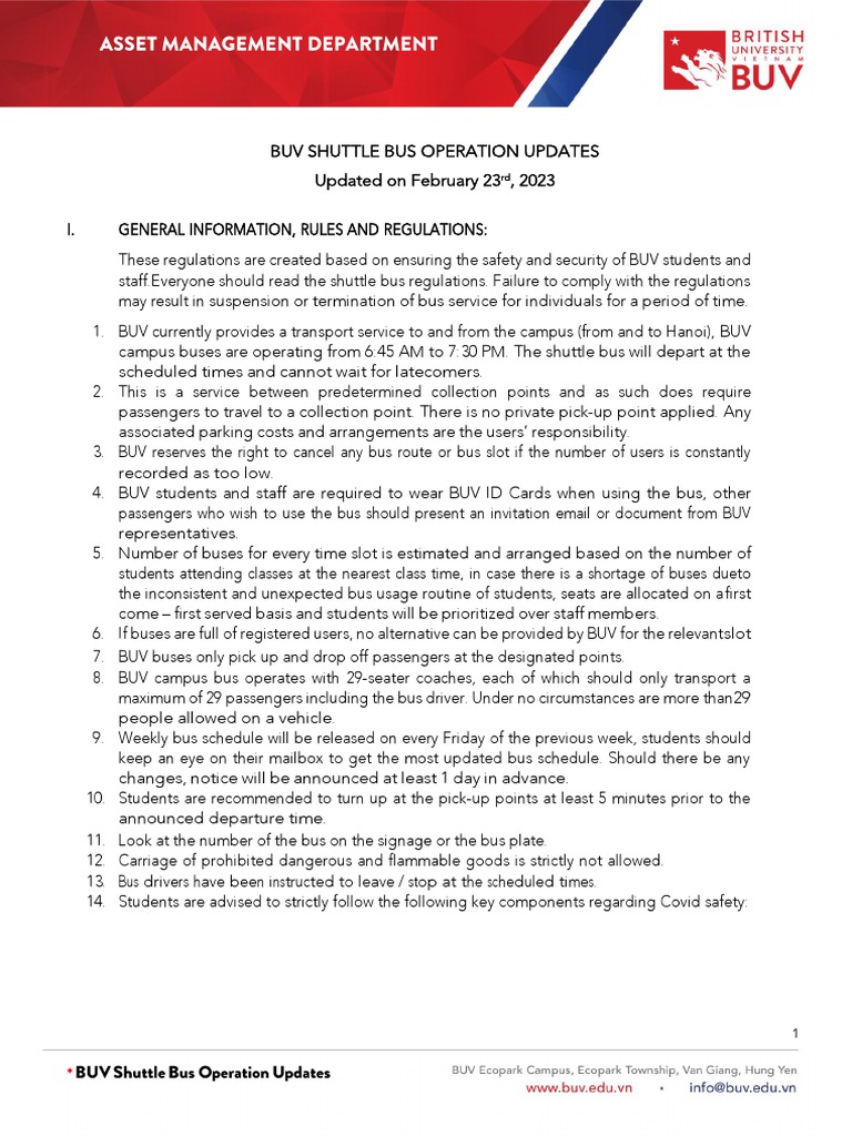 BUV Bus Operation Instruction Updated on 20230223 | PDF | Bus | Public ...