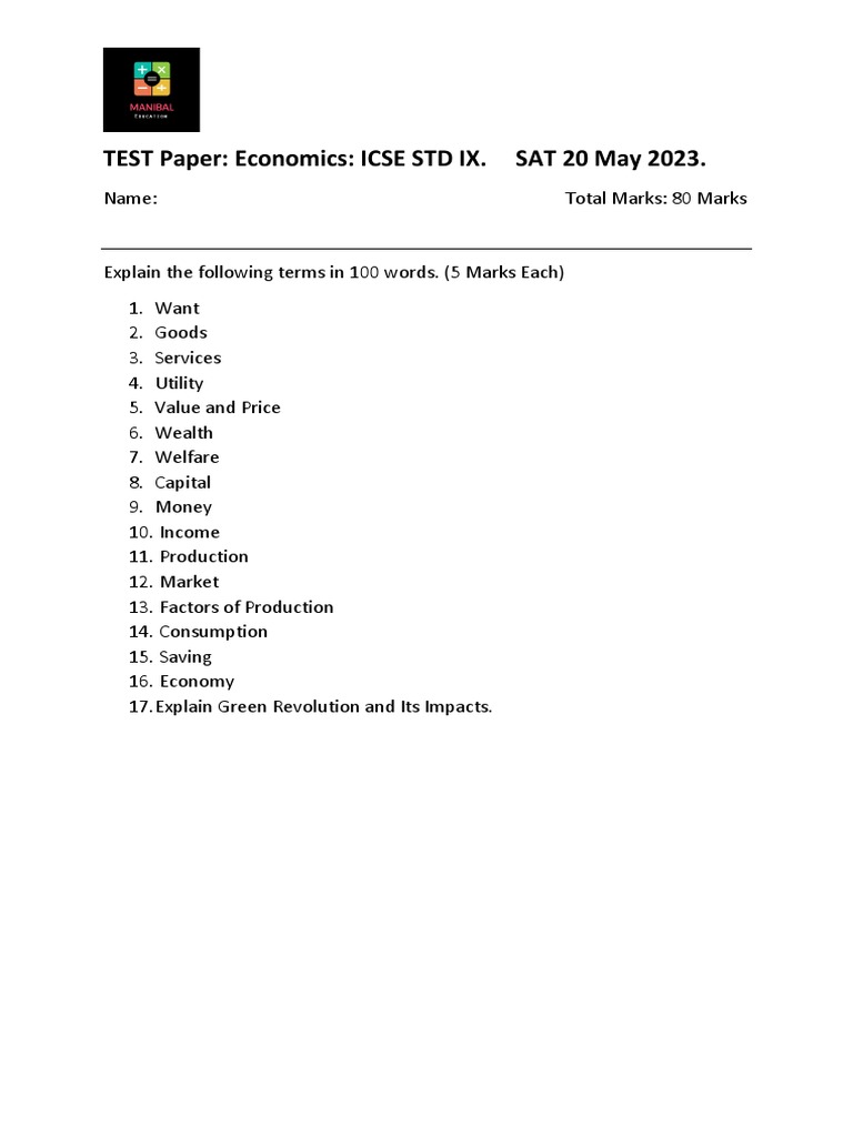 Economics Paper II | PDF