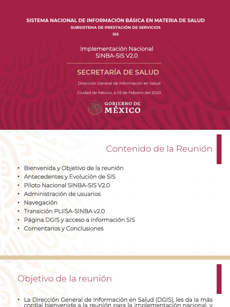 Implementacion SINBA SISv20 DGIS 05022020 | PDF