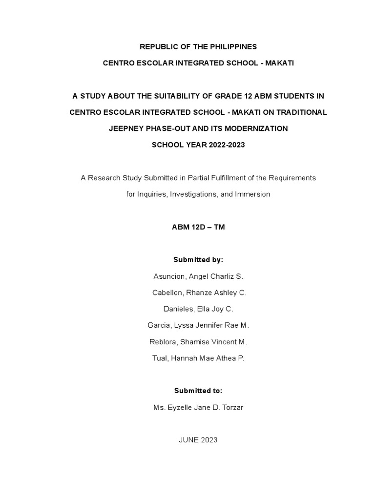 ABM Students' Views on Jeepney Modernization | PDF