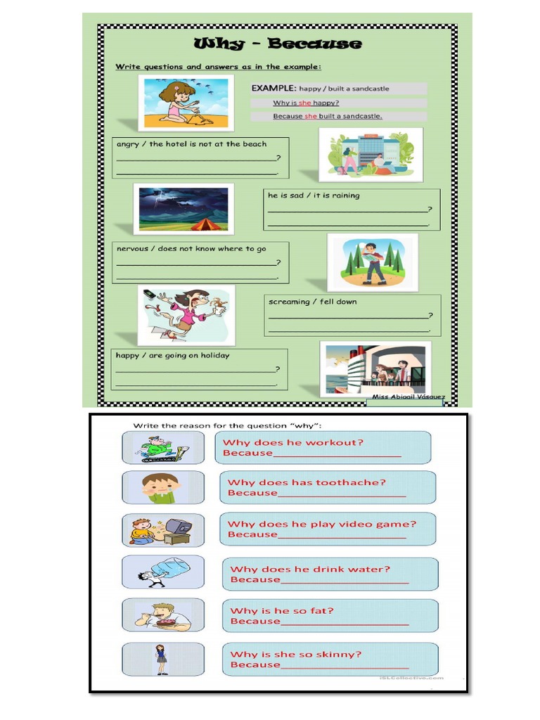 Worksheet on Grammar.why-BECAUSE | PDF