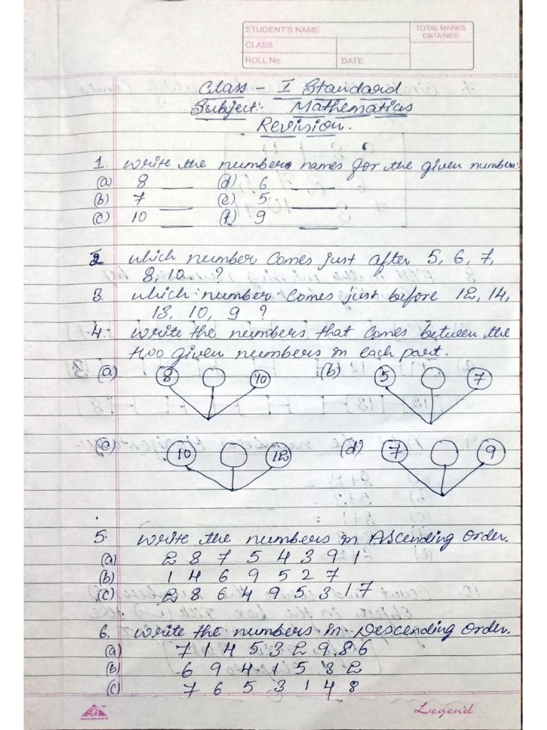 Grade 1 Maths Revision | PDF