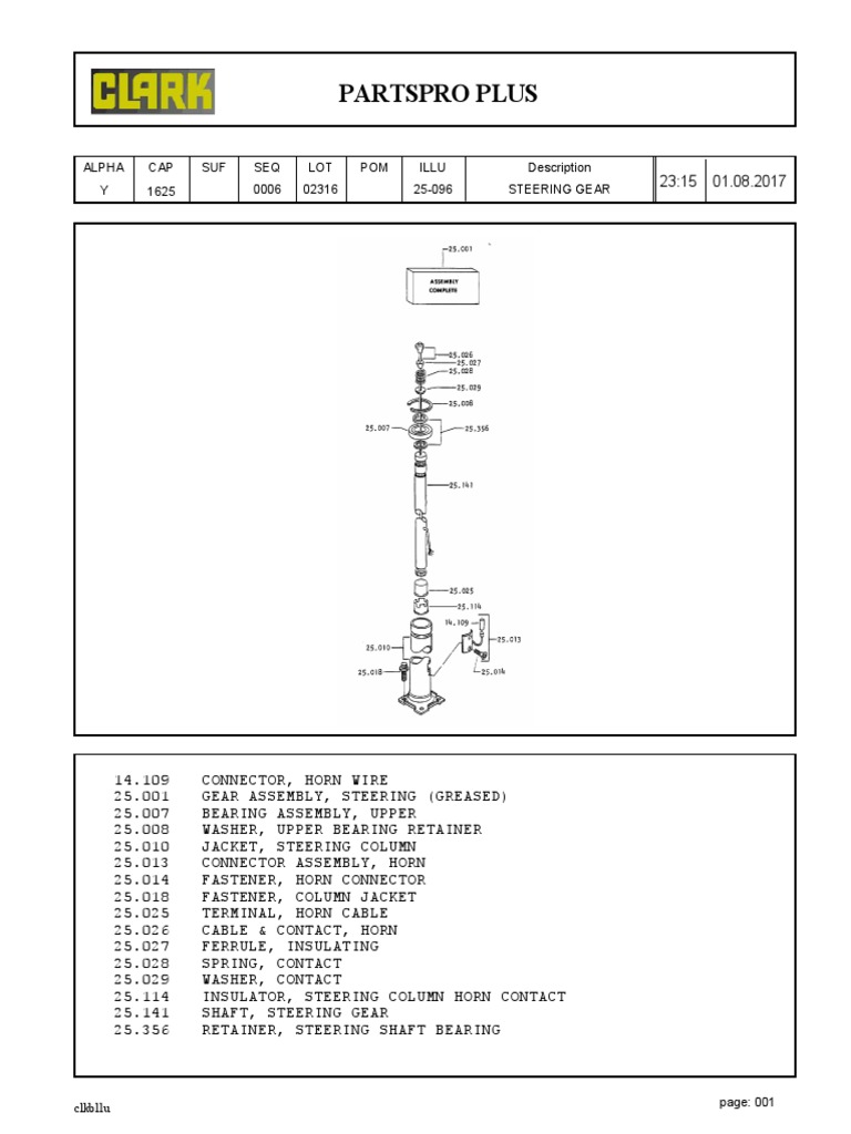 Sistema de Direccion 2 - Clark C500 Y180 Y1625 - 0006-023316 | PDF