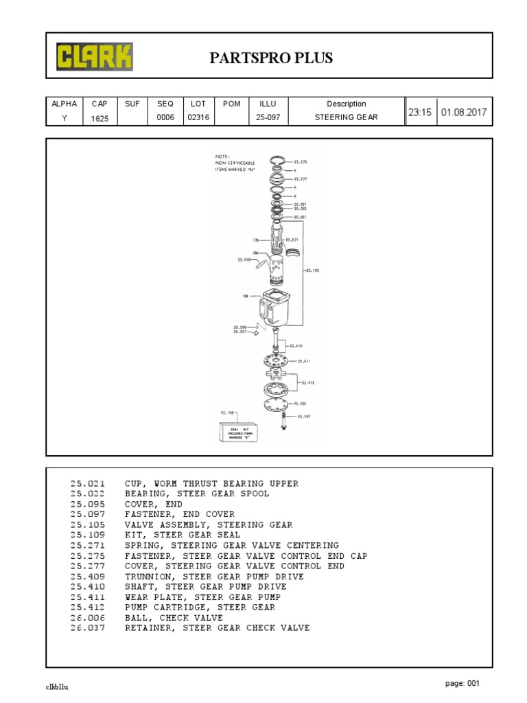 Sistema de direccion 3 - Clark C500 Y180 Y1625- -0006-023316 | PDF