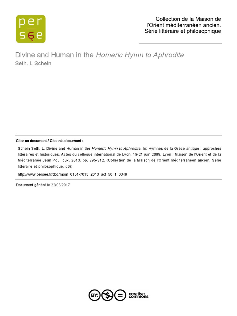 Divine and Human in The Homeric Hymn To Aphrodite | PDF