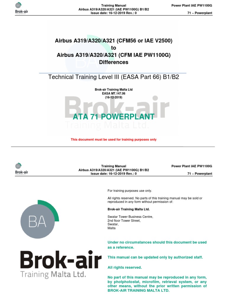 ATA 71 PW1100 - Rev. 0 (16-12-19) | PDF | Duct (Flow) | Engines