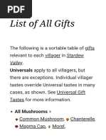 List of All Gifts - Stardew Valley Wiki | PDF | Fruit | Cuisine
