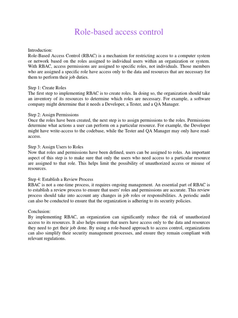 Role Based Access Control Pdf