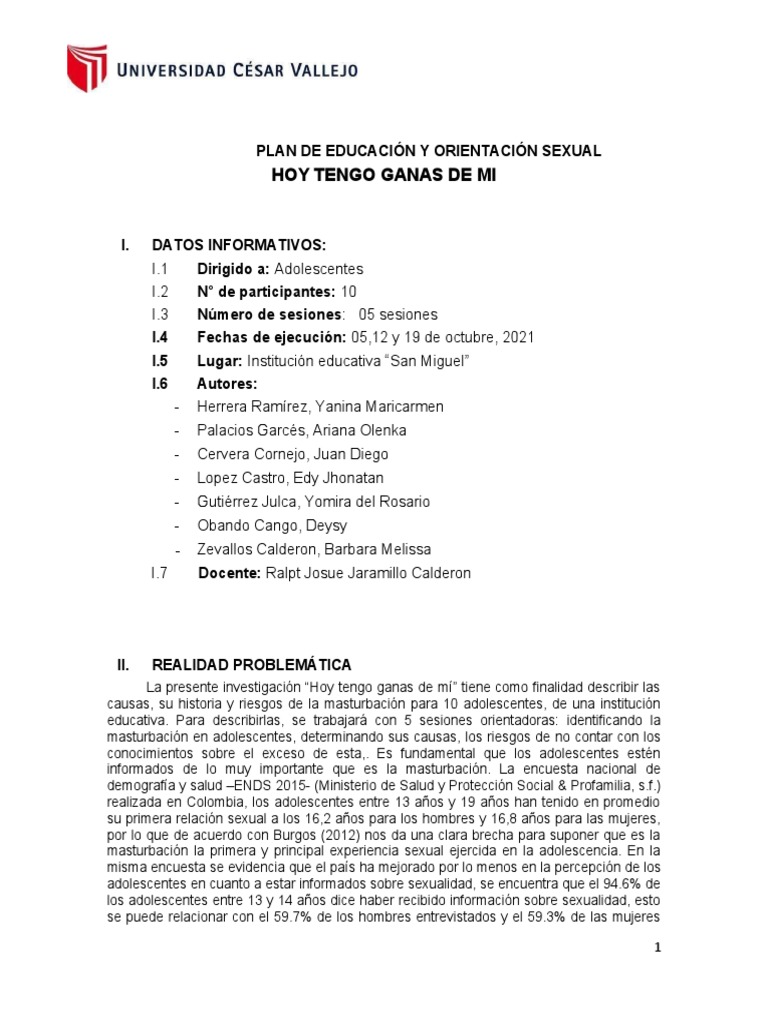 Plan+de+Educación+y+Orientación+Sexual+sobre+la+masturbacion+2(Autosaved) | PDF