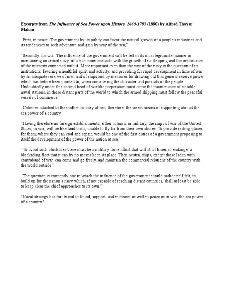 Mahan Reading | PDF | Alfred Thayer Mahan | Military