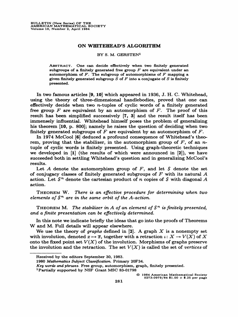 Whitehead Algorithm | PDF | Group (Mathematics) | Vertex (Graph Theory)
