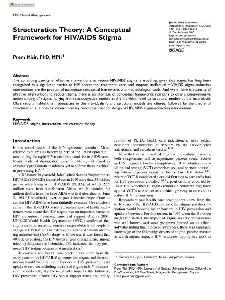 Structuration Theory_A Conceptual Framework for HIVAIDS Stigma_2015 | PDF