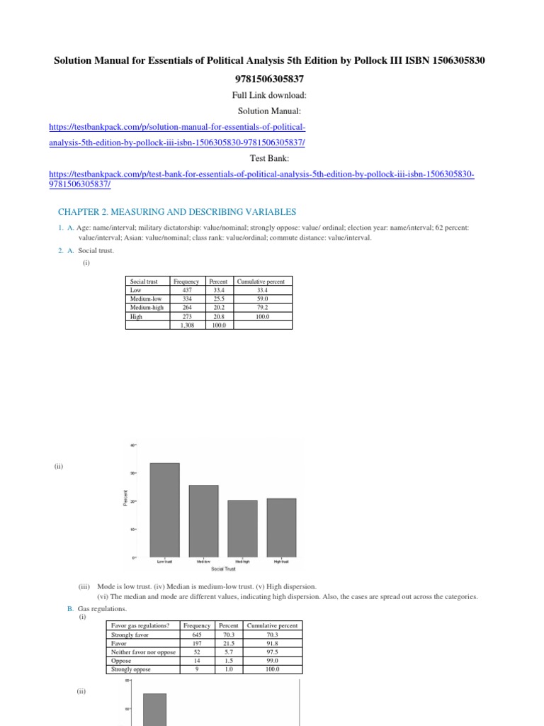Solution Manual for Political Analysis | PDF | Level Of Measurement | Mean