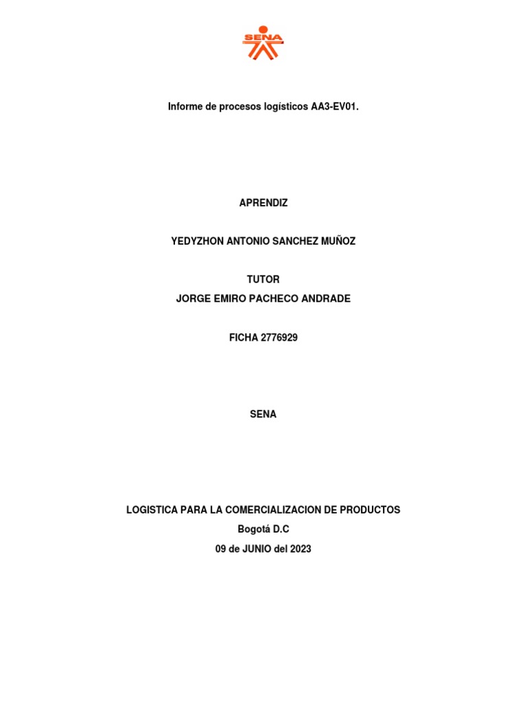 Informe de procesos logísticos AA3 | PDF