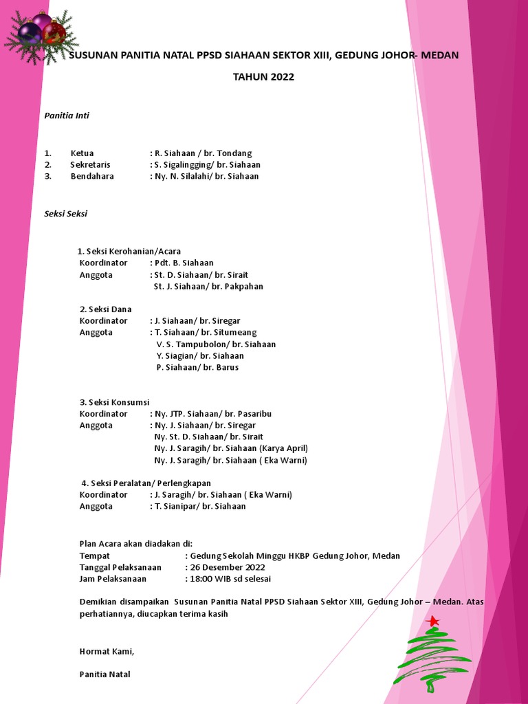 Susunan Panitia Natal Ppsd Siahaan Sektor Xiii Revisi Pdf 