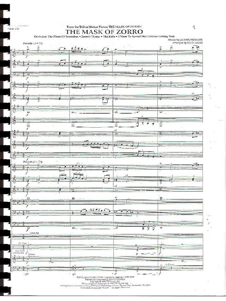 THE MASK OF ZORRO-(direzione)-James Horner-arr John Moss | PDF