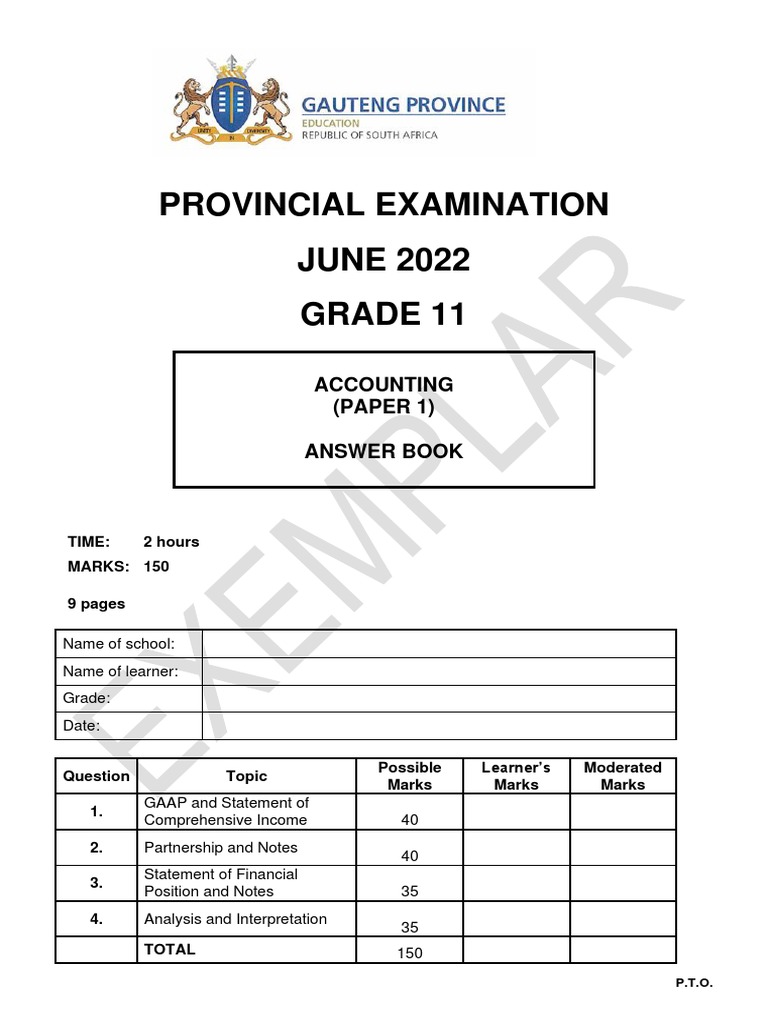 Grade 11 Accounting Exam Answers | PDF | Balance Sheet | Equity (Finance)
