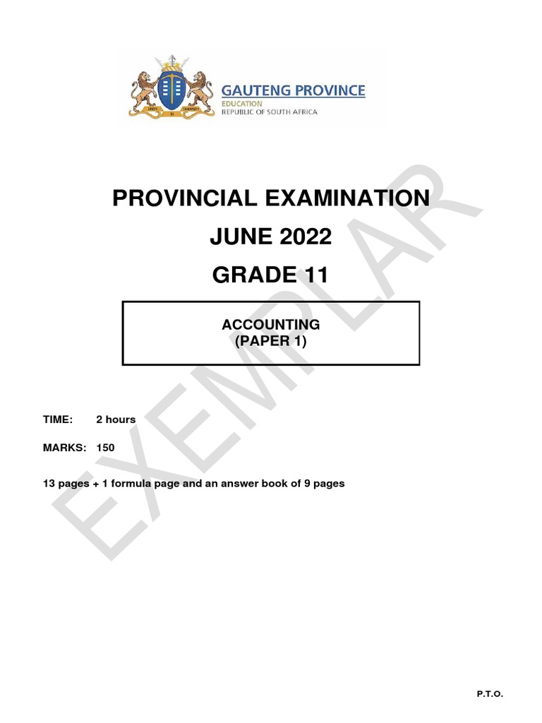 Gr11 ACC P1 (ENG) June 2022 Question Paper | PDF | Equity (Finance ...