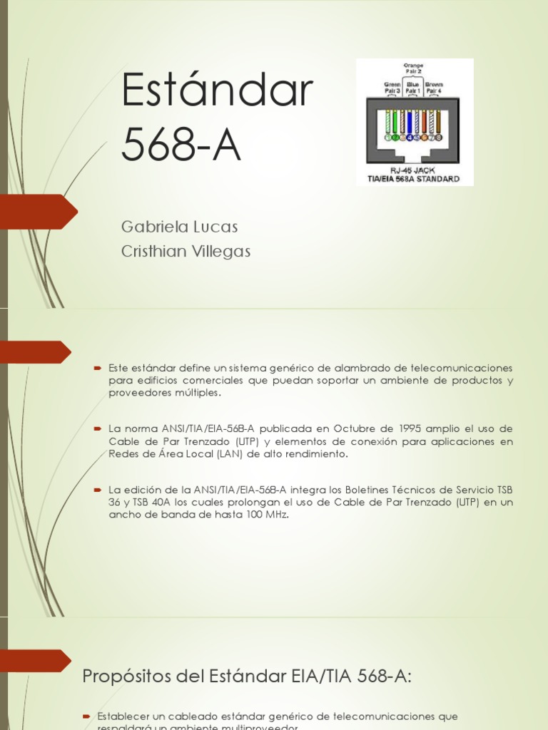 3.4. Definición del estándar 568 A (TAREA LEER) | PDF | Ingenieria ...