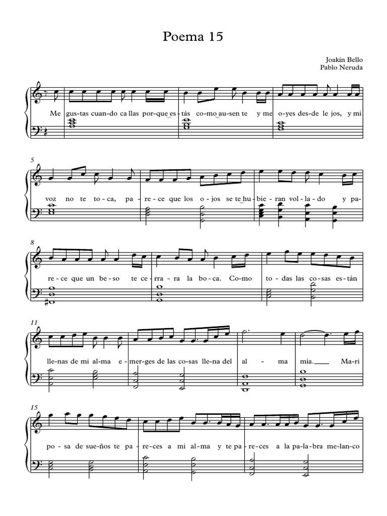 Poema 15 letra - Partitura completa | PDF