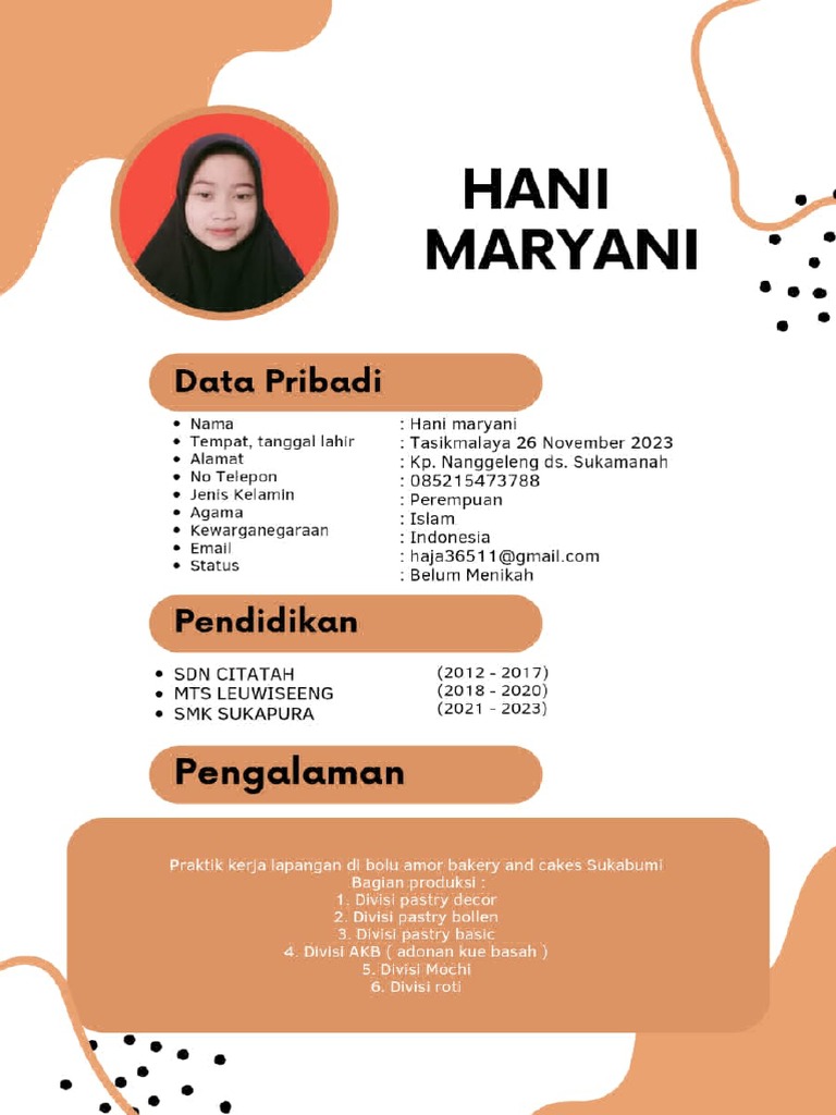 CV Hani maryani | PDF