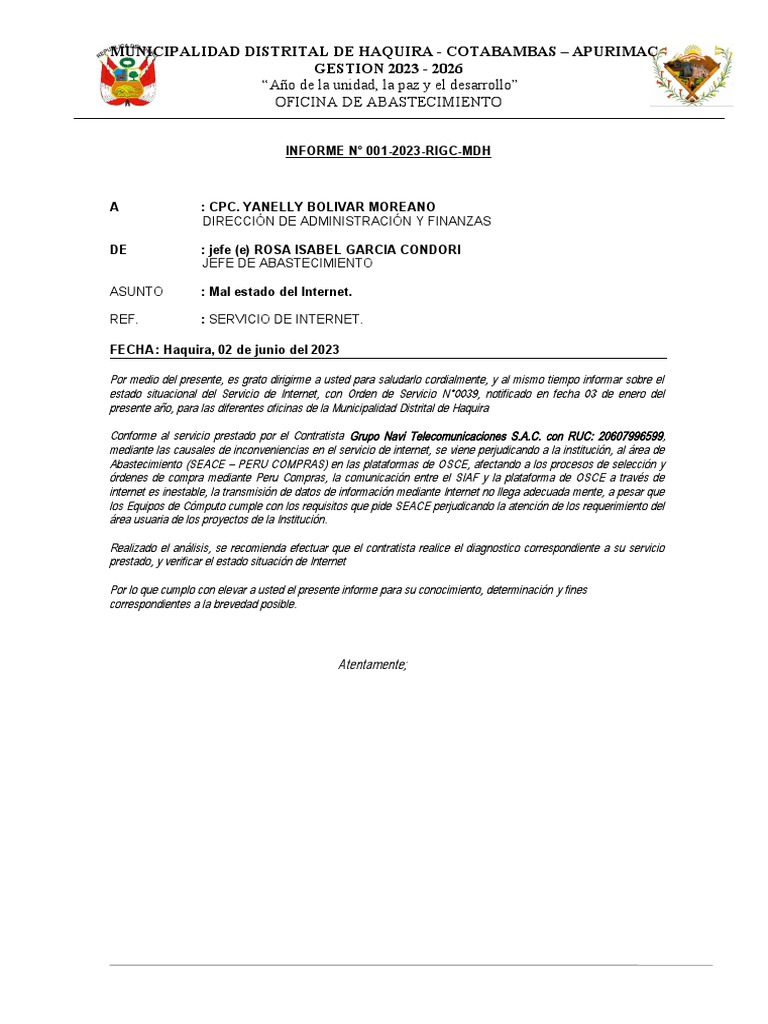 INFORME #01 Internet | PDF