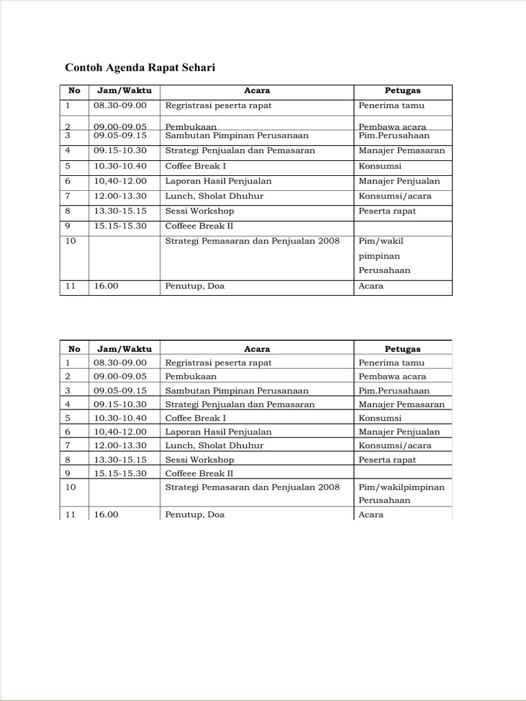 Dokumen - Tips - Contoh Agenda Rapat Sehari | PDF