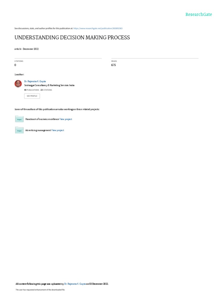 Understanding Decision Making Process: December 2022 | Download Free ...