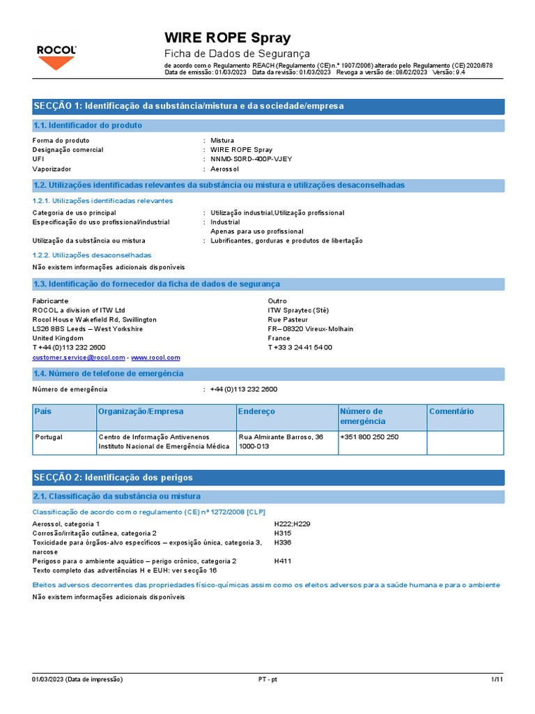Wire Rope Spray__ Pt | PDF | Calor | União Europeia