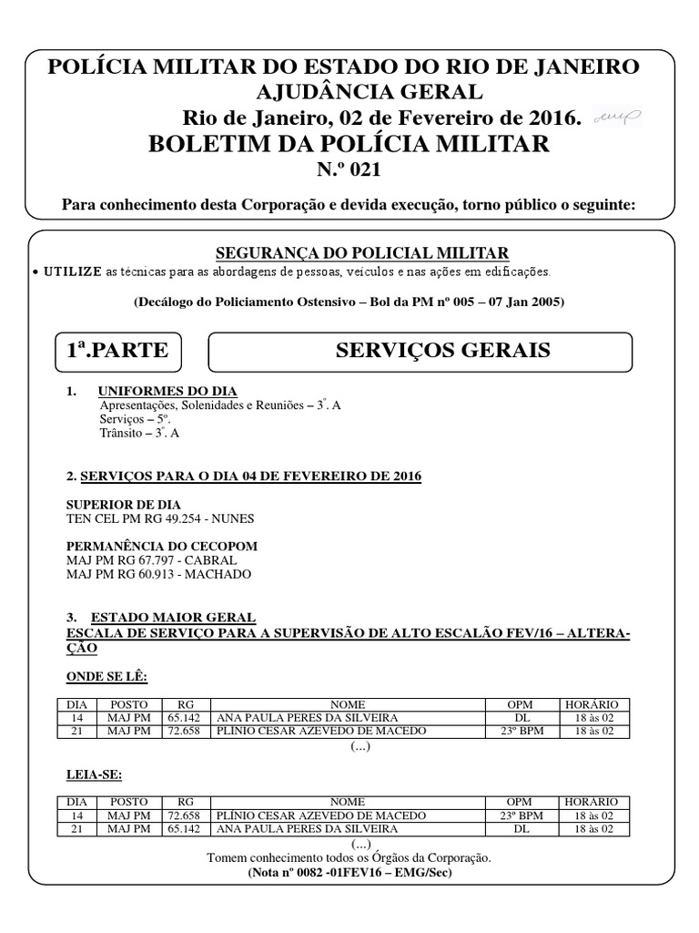 Bol PM 021 - 02 Fev 2016 | PDF