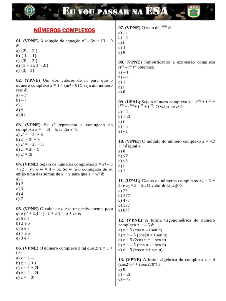 Números Complexos | PDF | Número complexo | Álgebra abstrata