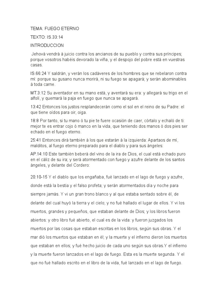 El Fuego Eterno en la Biblia | PDF