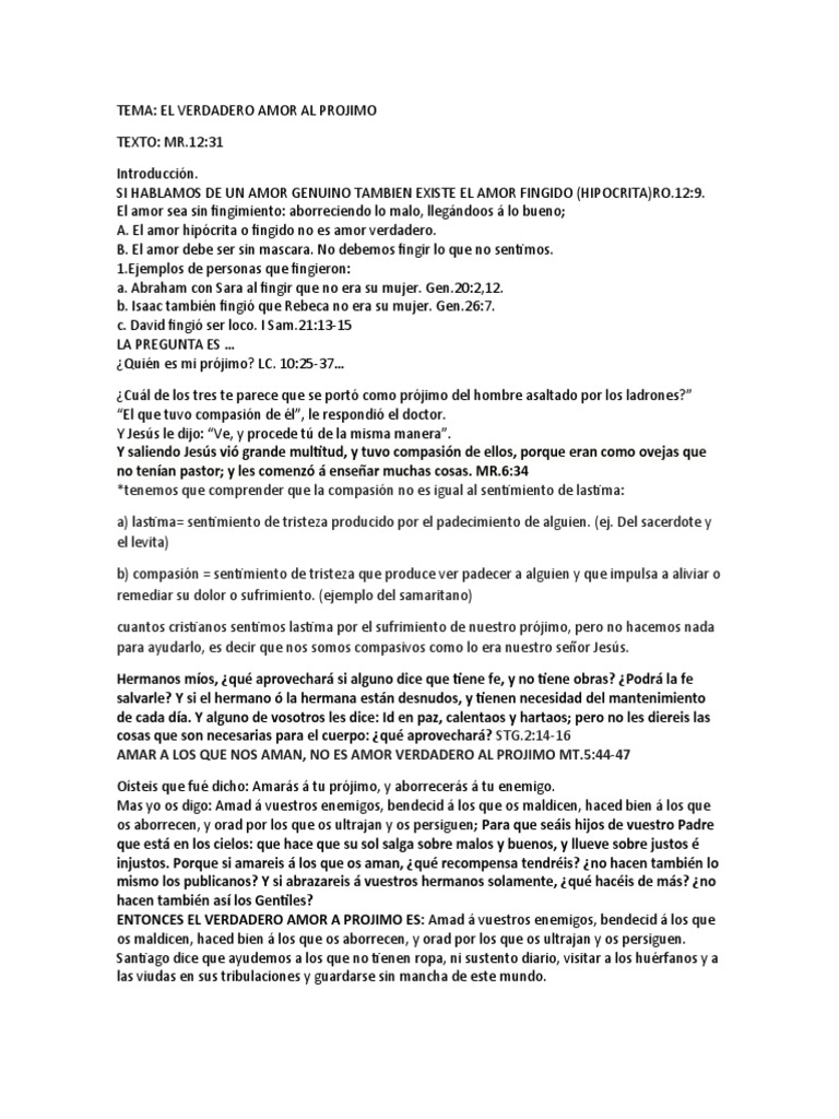 El Verdadero Amor Al Projimo | PDF | Amor | Compasión