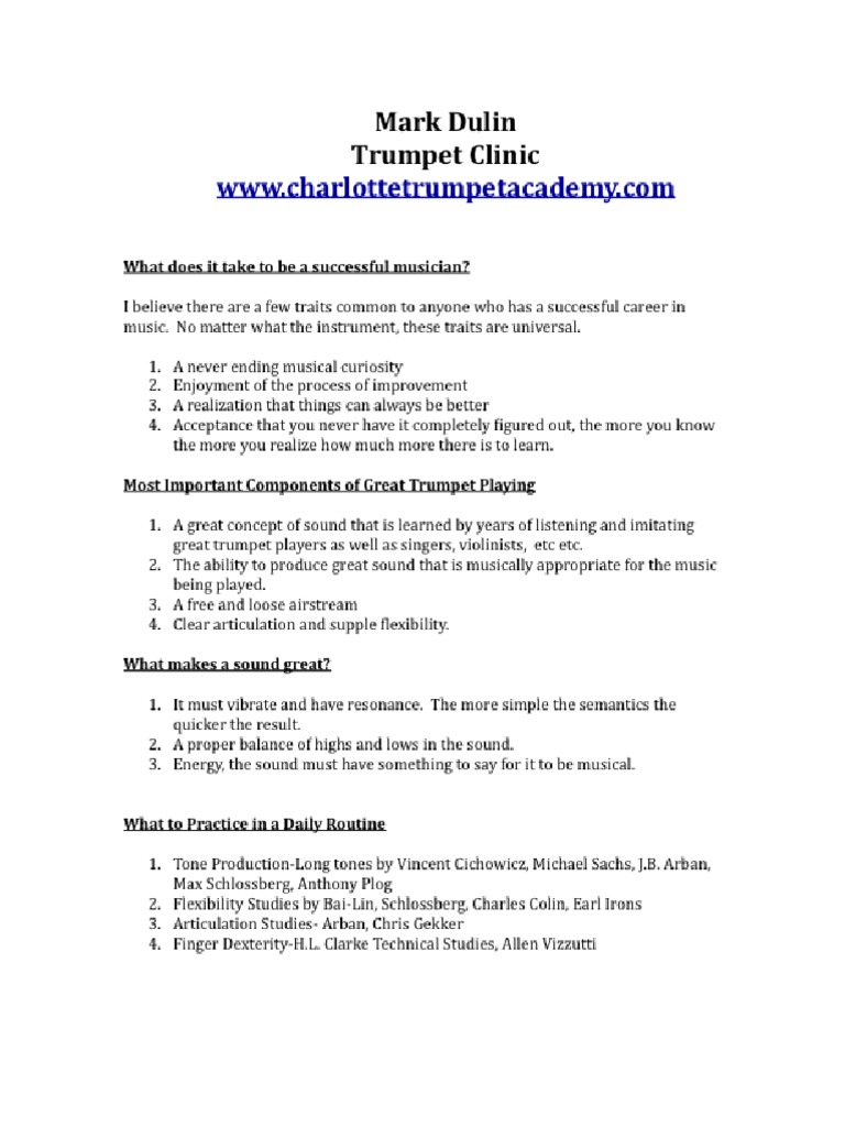 Mark+Dulin+Trumpet+Clinic+2017 Pages | PDF