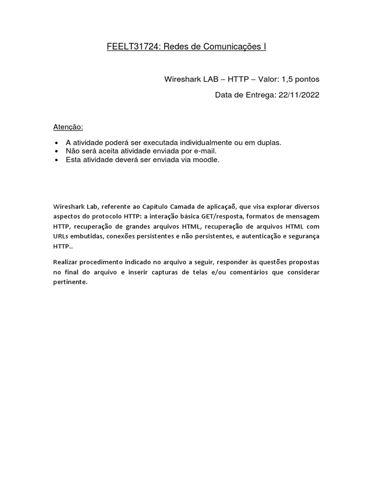Prática 2 Wireshark - Lab - HTTP | PDF | Hypertext Transfer Protocol | Networking