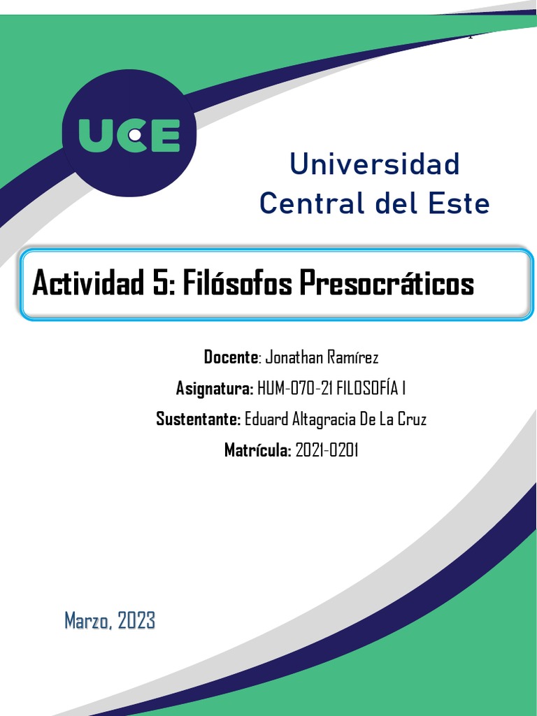 Actividad 5 Filósofos Presocráticos | PDF