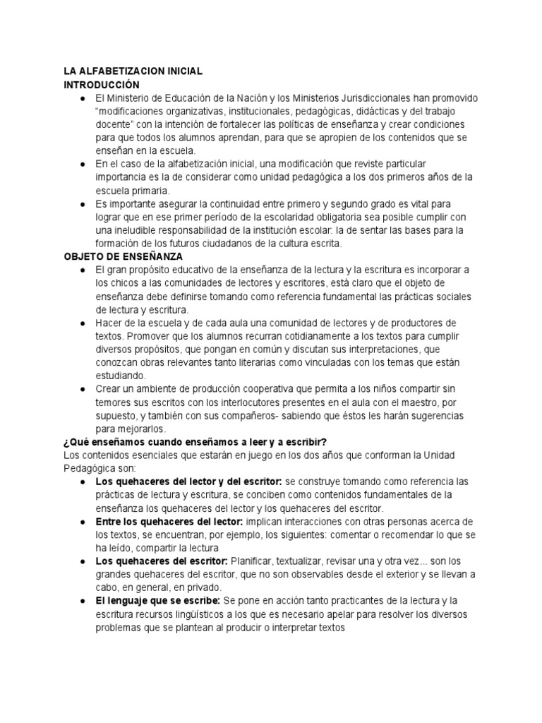 La Alfabetizacion Inicial | PDF | Enseñando | Literatura