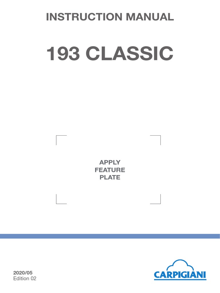 Carpigiani 193 Classic Instruction Manual | PDF