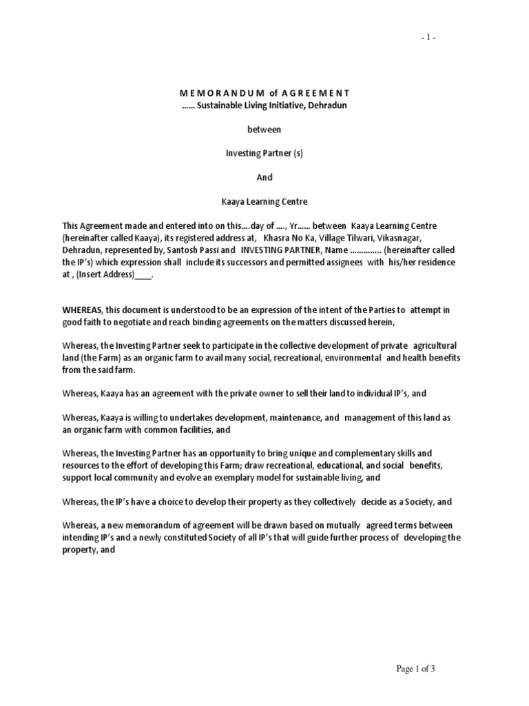 Draft of MoA | Download Free PDF | Property | Justice