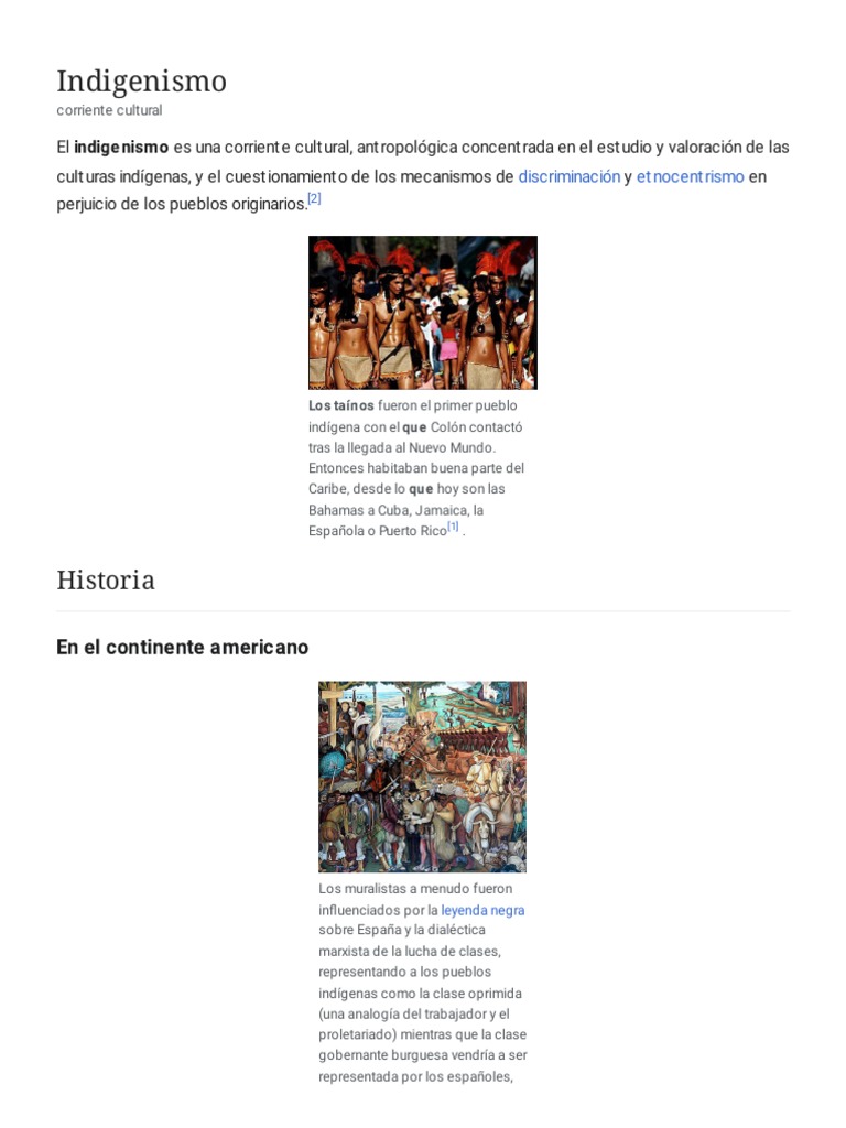 Indigenismo - Wikipedia, La Enciclopedia Libre | PDF